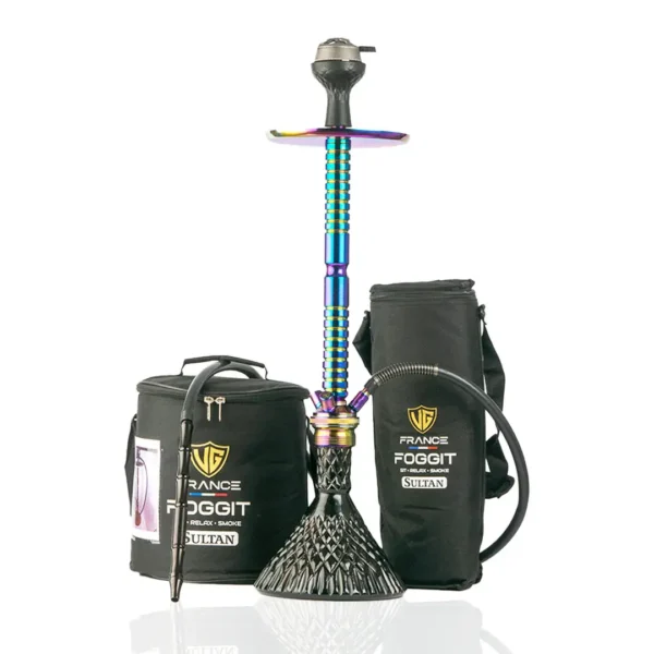 Sultan Hookah with 2 Bags - Black Base / Rainbow Stem - Fookhukka